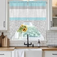 Abstract Sky Swag Curtain Valance for Window 2 Panels Blue Grey Stripes ...