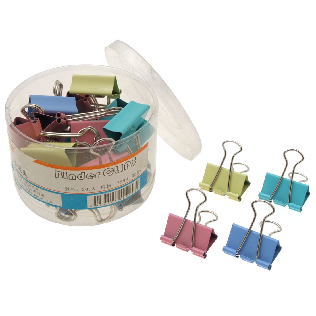 Unique Bargains Medium Metal Binder Clips 32mm 24 Pieces Assorted Color ...