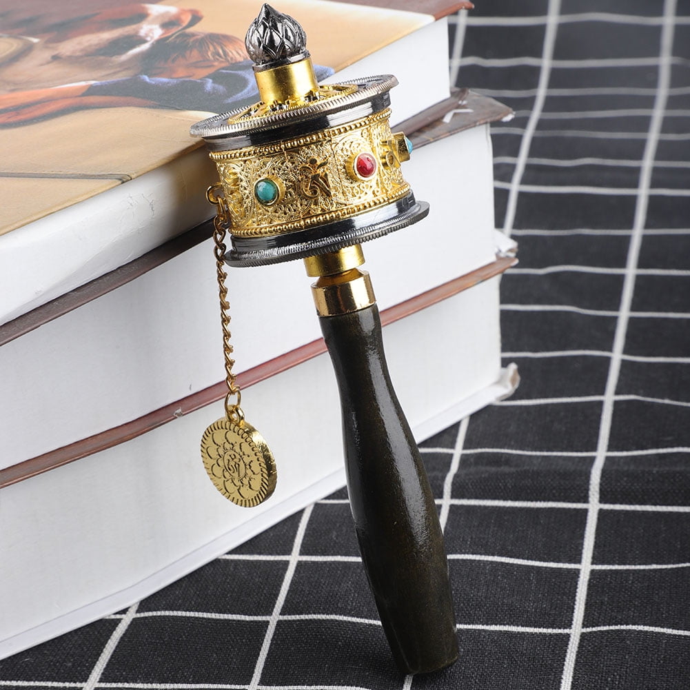Handheld Prayer Wheel, Tibetan Hand Cranking Buddhist Prayer Wheel with ...