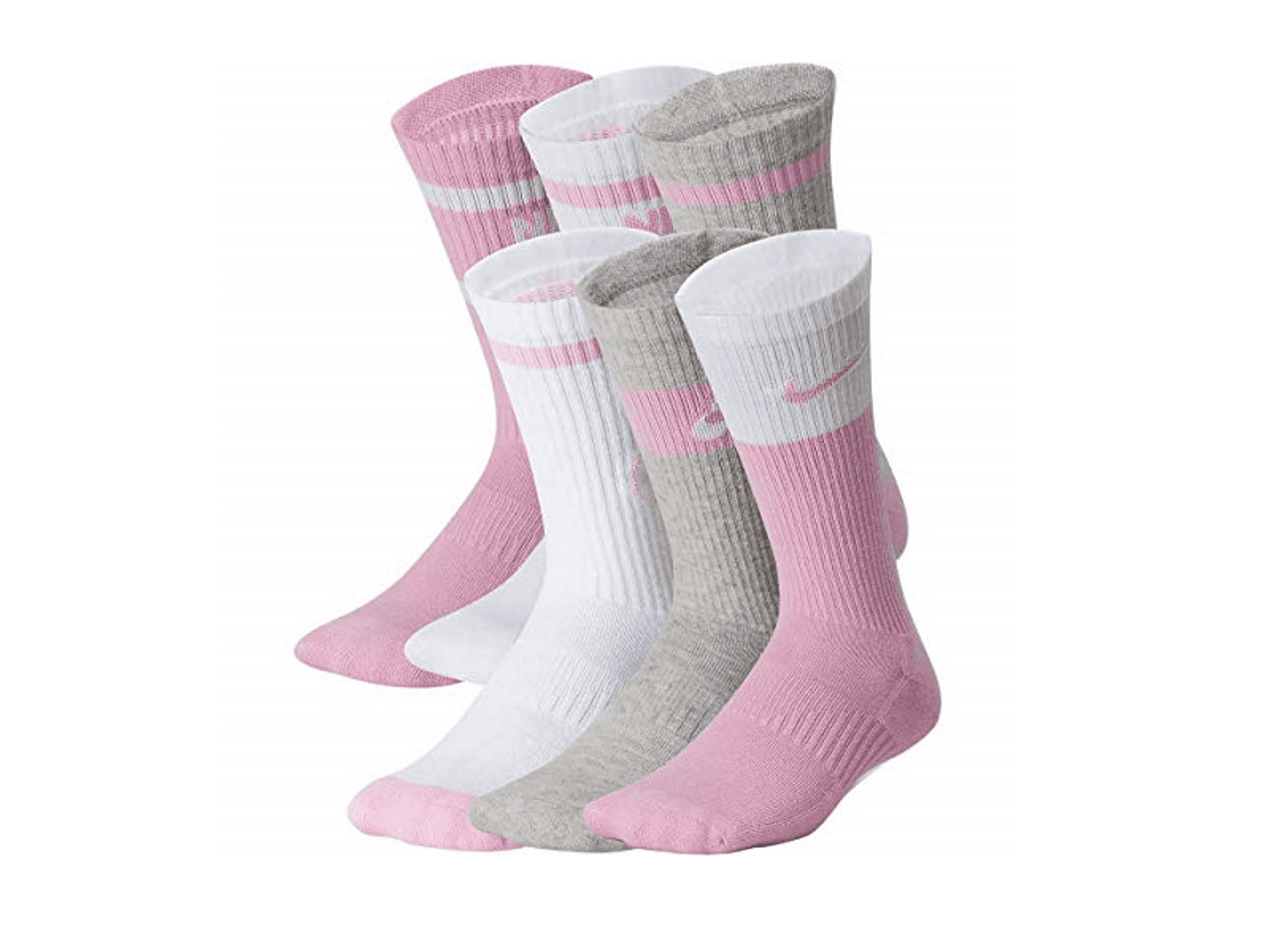 Nike Girls Everyday Cushion Socks 6-pair Pack Shoe Size 3Y-5Y/Sock Size ...
