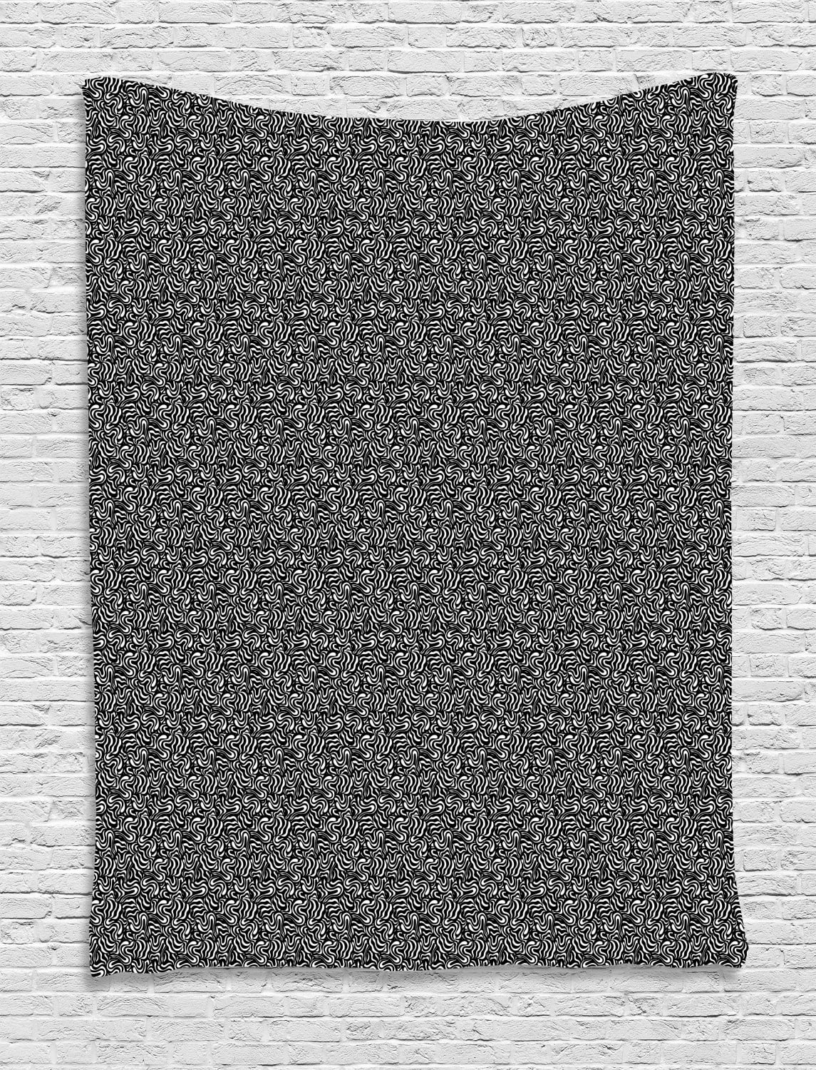 Minimalist Tapestry, Monochromatic Curvy Wavy Swirly Stripes Geometric ...