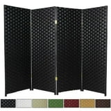 Handmade Woven Fiber Four-Panel Four-Foot Room Divider (China) White ...