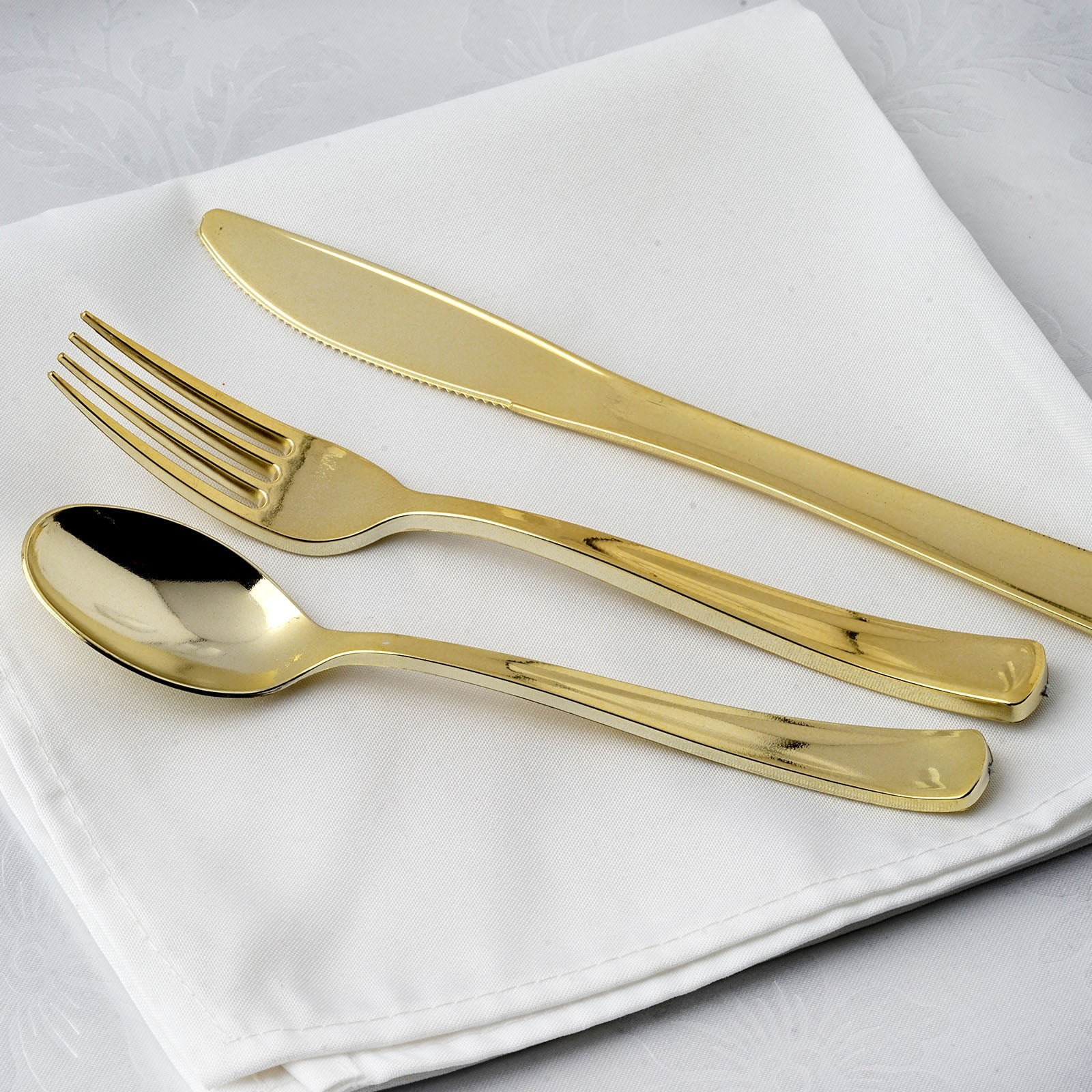 Efavormart 48 Pack Metallic Gold Heavy Duty Plastic Silverware Set ...