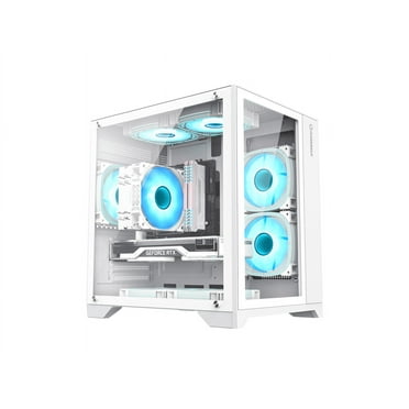 DIYPC White Gaming Computer Case, Micro ATX, USB3.0, Dual Tempered ...
