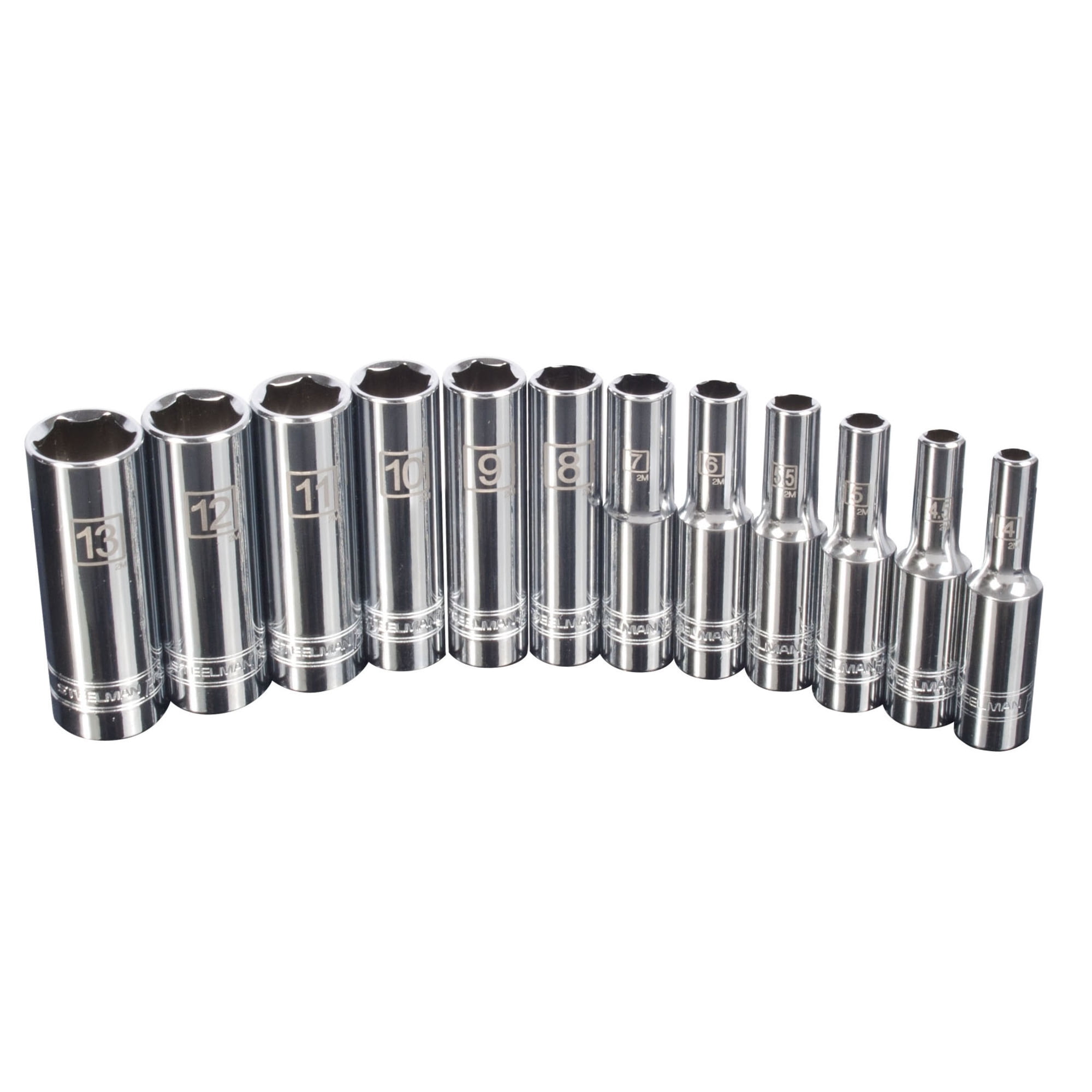 STEELMAN PRO 12-Piece 1/4-Inch Drive Metric Deep 6-Point Socket Set ...