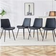 Black Faux Leather Dining Chairs Set of 4 - Modern Curved Back Kitchen ...