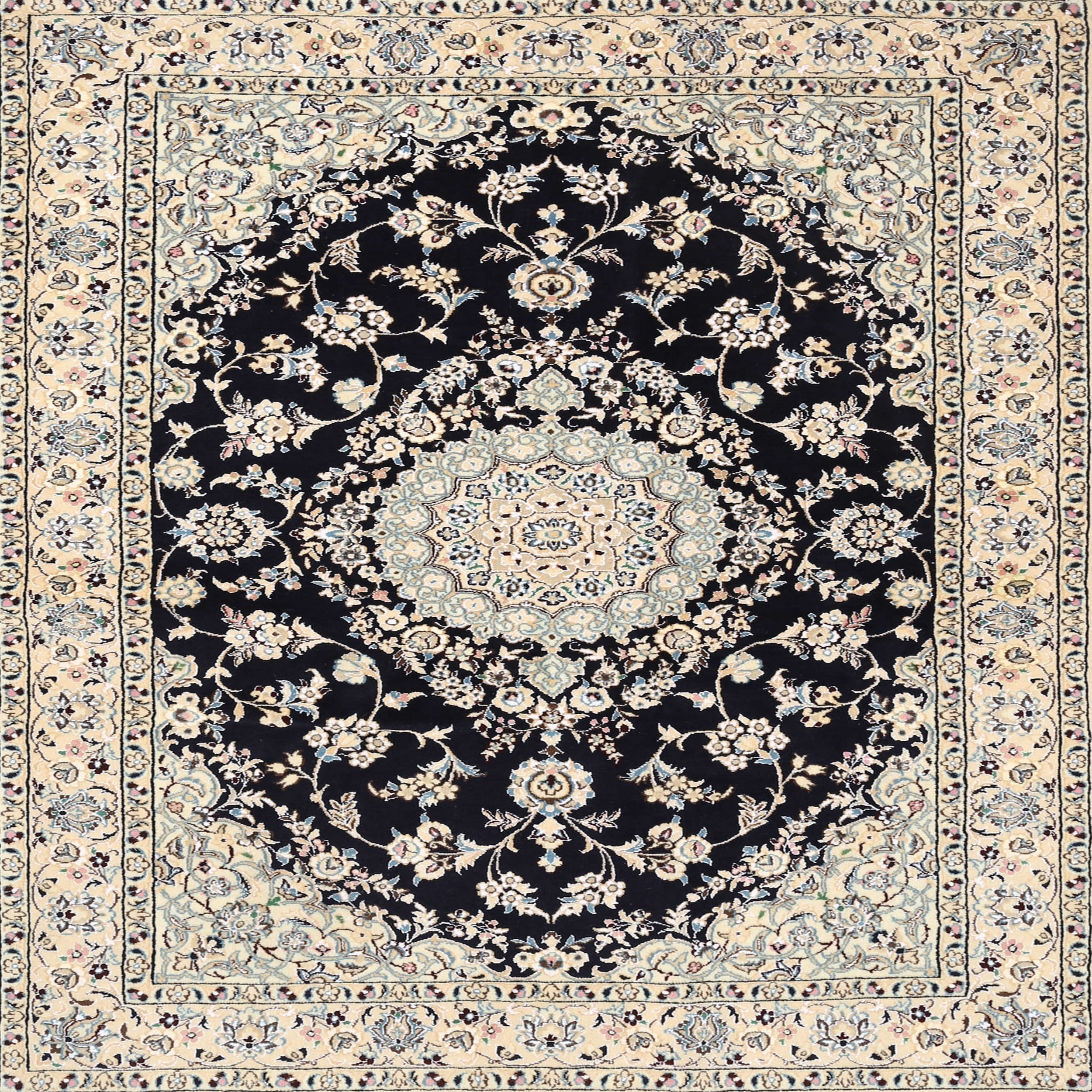 Ahgly Company Indoor Square Traditional Black Medallion Area Rugs, 7 ...
