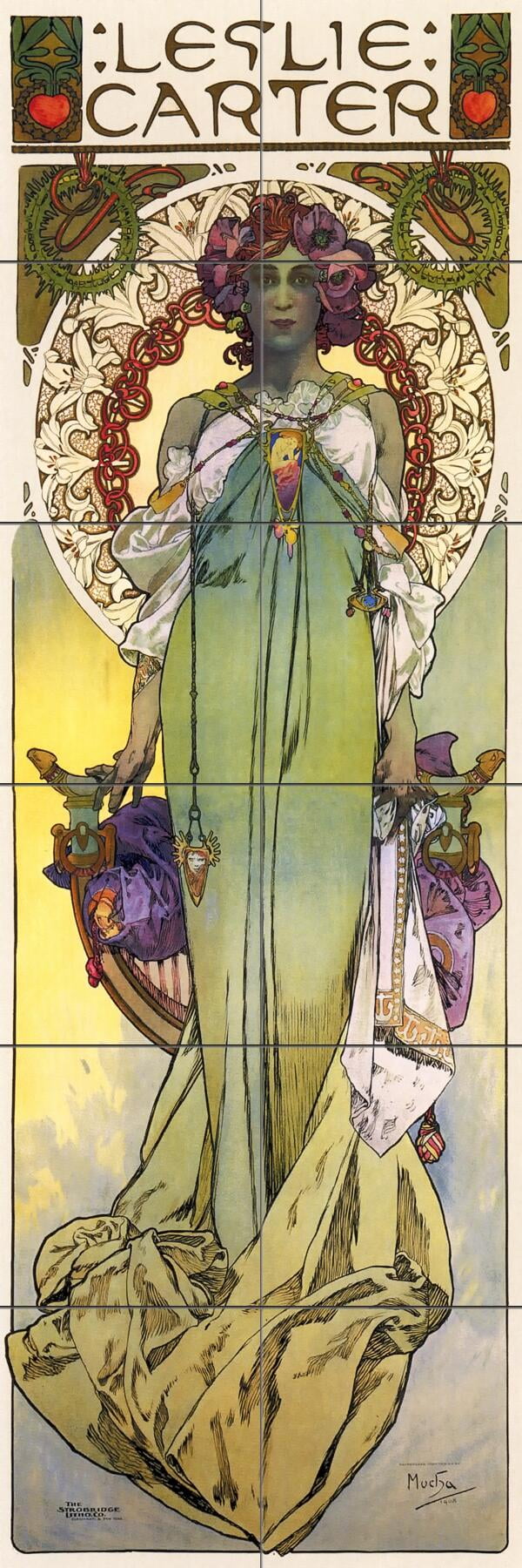 Tile Mural Kitchen Backsplash - Leslie Carter - by Alphonse Mucha ...