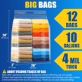 2026 New 12 Pack 10 Gallon Clear Storage Bags, 24"x20", 4 Mil Thick ...