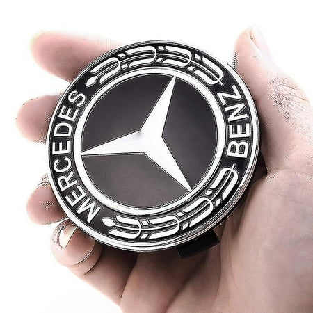 Mercedes 4-pack Alloy Wheel Center Hub Caps Size 75mm Benz Full Black ...