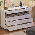 Modern 8-Drawer LED Dresser, Wooden Chest with Open Compartment, for ...