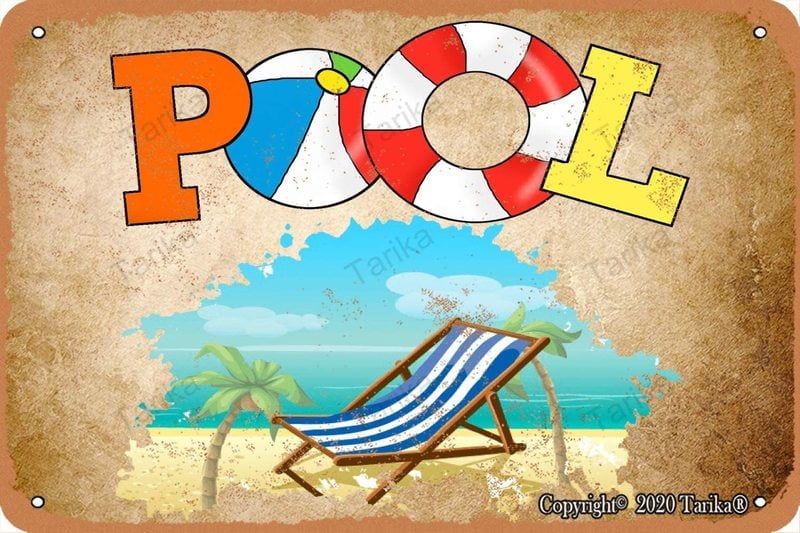 Letrero de hojalata con diseño vintage de Pool Tim para decoración de ...