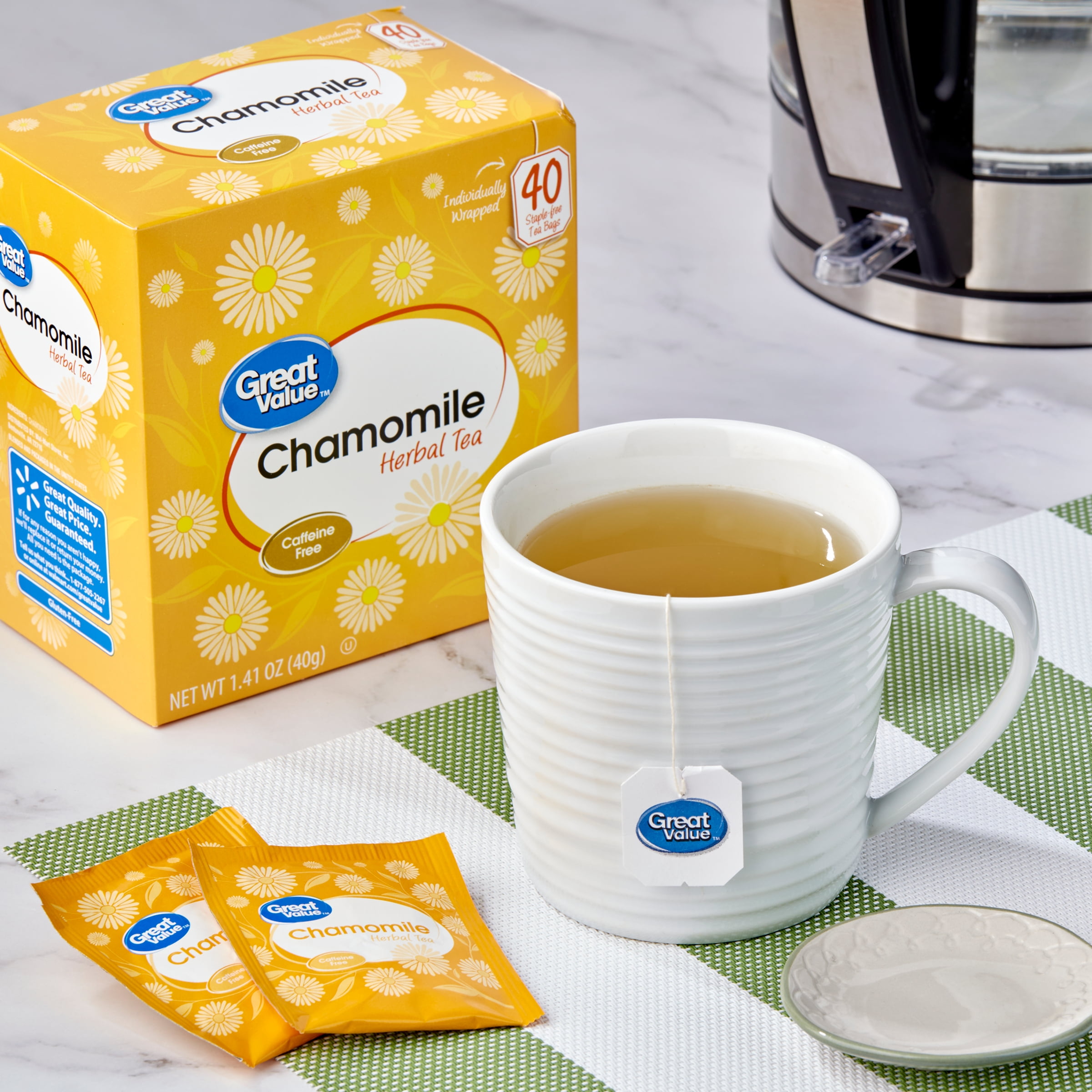 Great Value Chamomile Herbal Tea Bags, 1.41 oz, 40 Ct Great Value Chamomile Herbal Tea Bags, 1.41 oz, 40 Ct