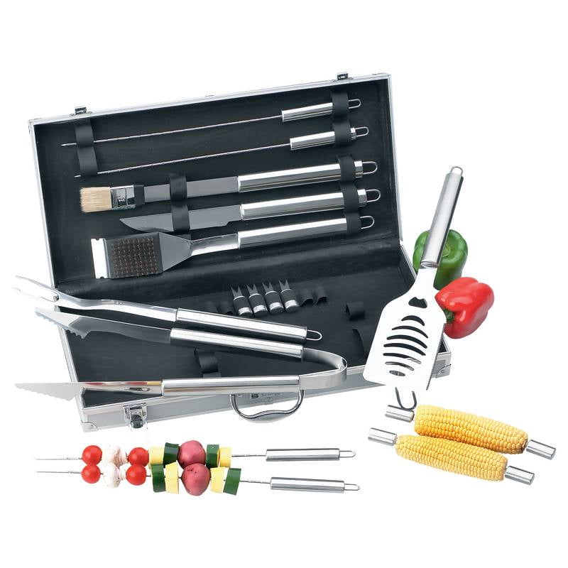 Chefmaster? 19pc All Stainless Steel Barbeque Tool Set - Walmart.com