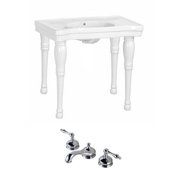 30 in. Victorian Console Sink with Stainless Steel Legs, Antique Brass ...
