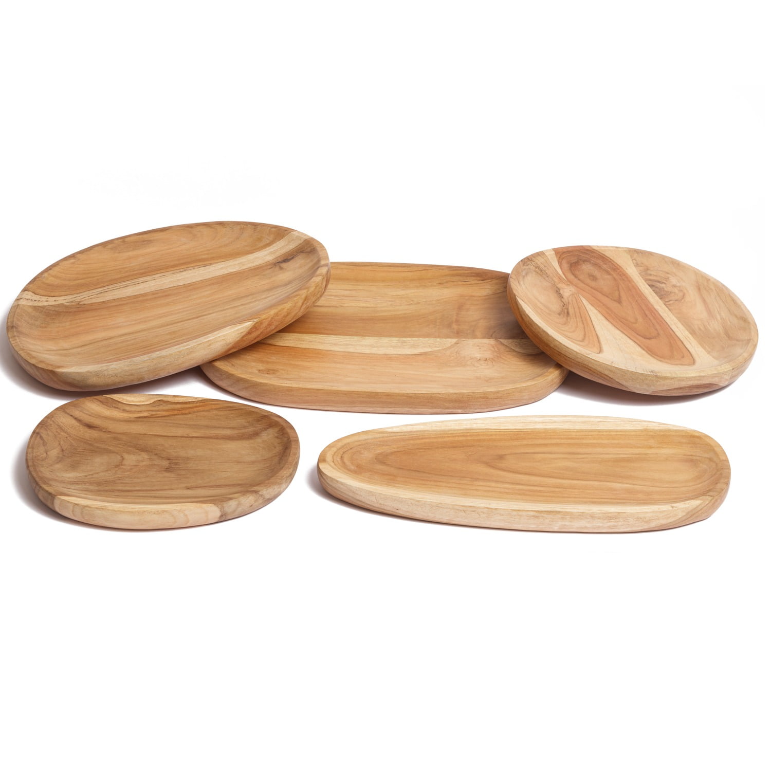 Click here for Pinook Home - Teak Wood Platter Set - 5 Pcs Variou... prices