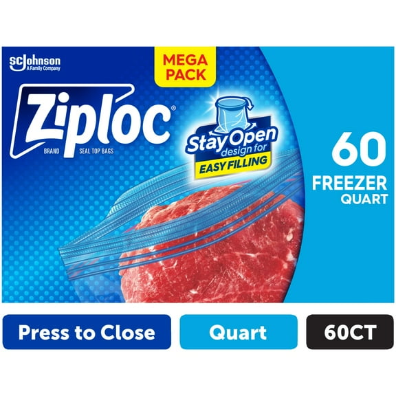 Ziploc Freezer Bags with New Grip 'n Seal Technology, Quart, 38 Count, Pack of 3 114 Total Bags ...