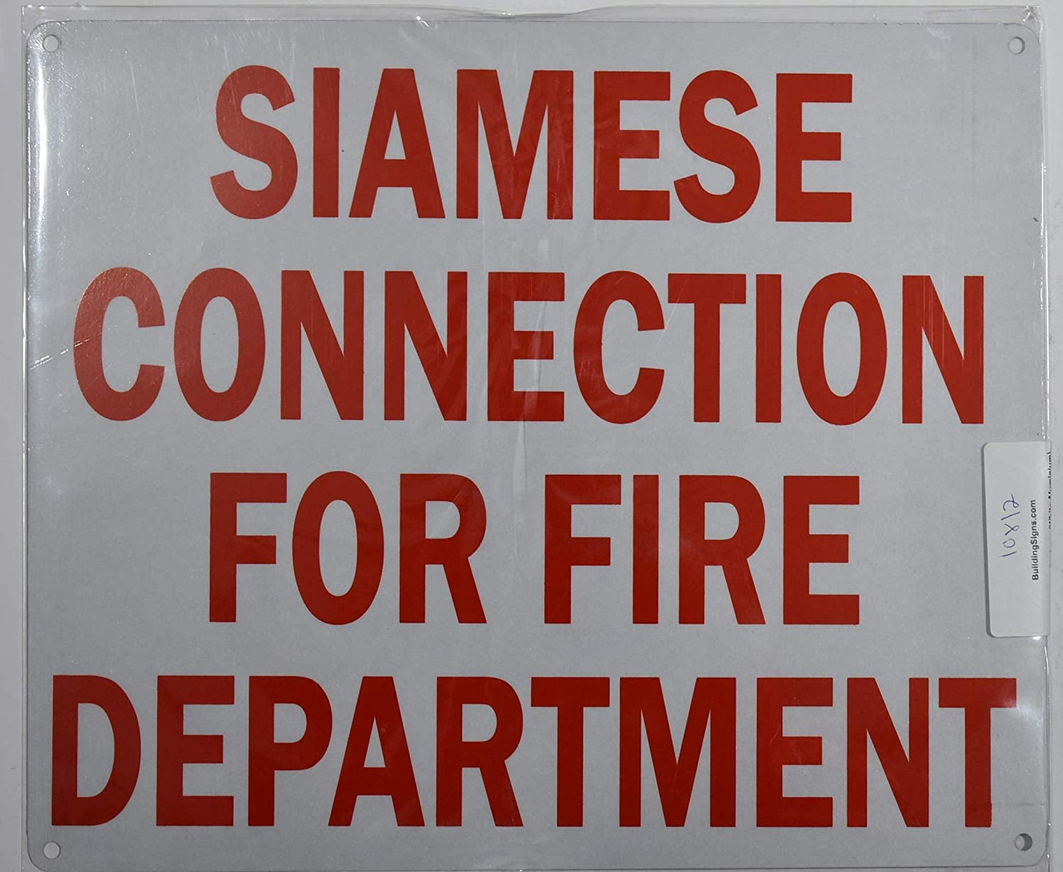 Siamese Connection for FIRE Department Sign (White, Reflective ...