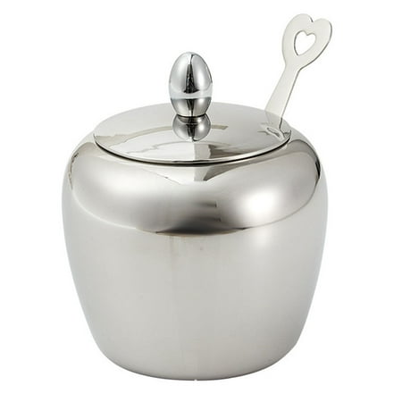 Sugar Bowl, Stainless Steel Sugar Pot with Lid and Spoon, Drum Shape ...