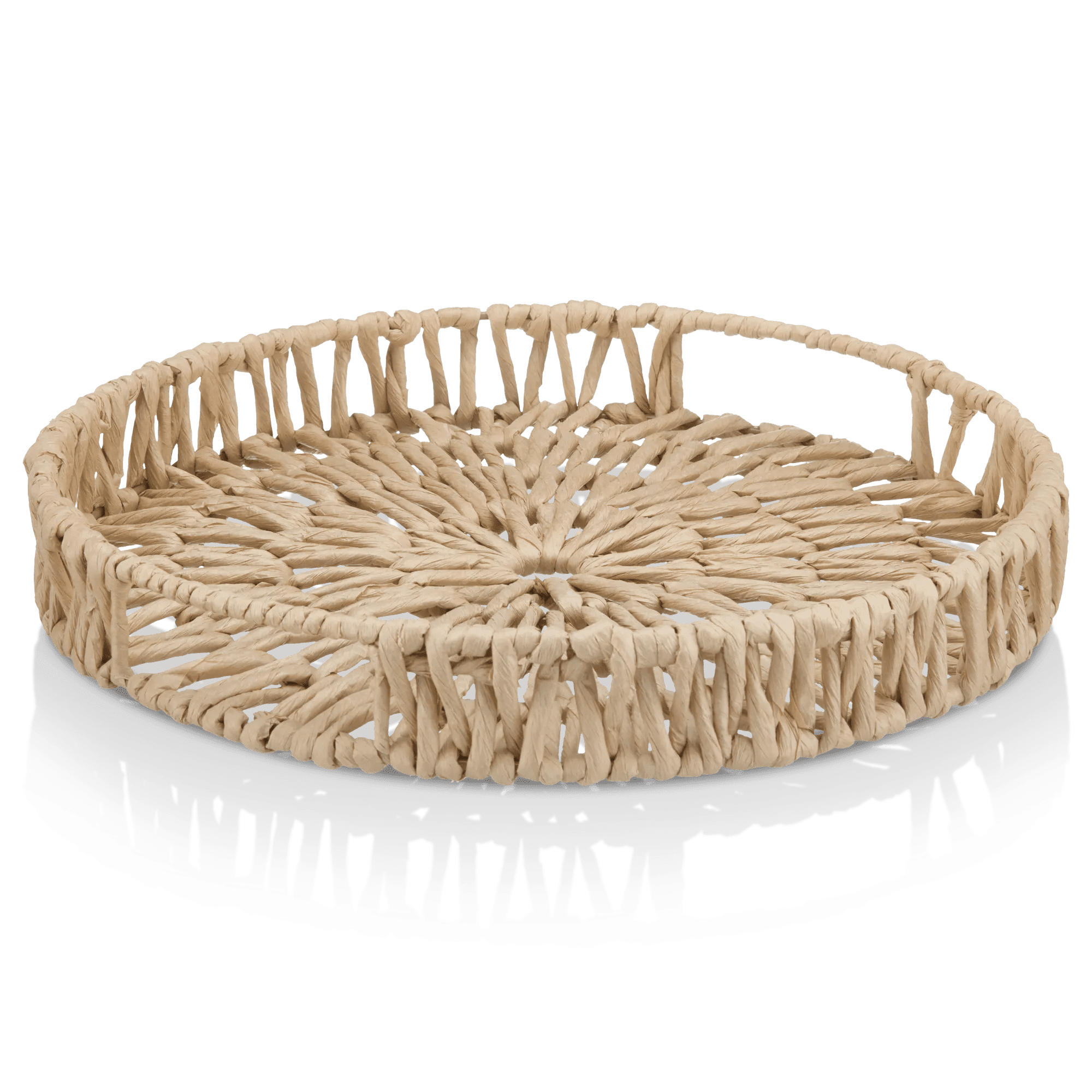 Click here for Bouclair Natural Round Woven Tray 2 In (5 Cm) prices