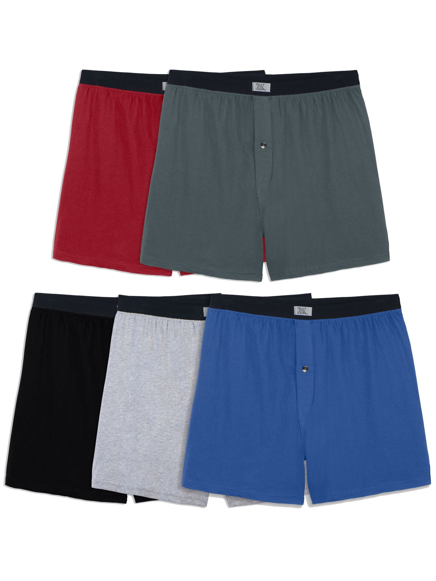Fruit Of The Loom Men's Solid Knit Assorted Boxers - 5 Pack, Small ...