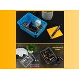 YBM Home Large Plastic Storage Basket with Handle, Blue, 15 x 10 x 6 ...