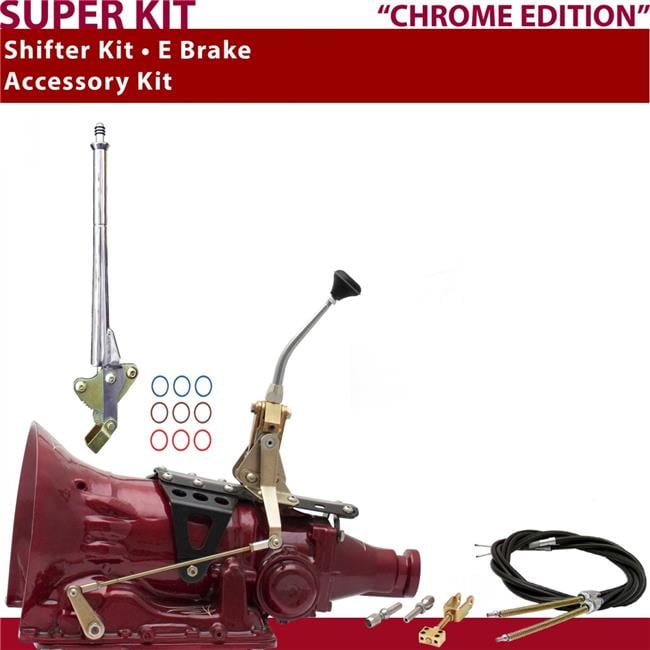 American Shifter 518 Shifter Kit 8 in. E Brake Cable Chrome Push Button ...