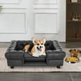 MCombo Pet Sofa Bed Dog Couch for Small Dogs, Faux Leather Dog Sofa ...