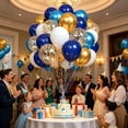 60PCS Navy Blue Gold White Balloon Garland Kit, 12 Inch Metallic ...