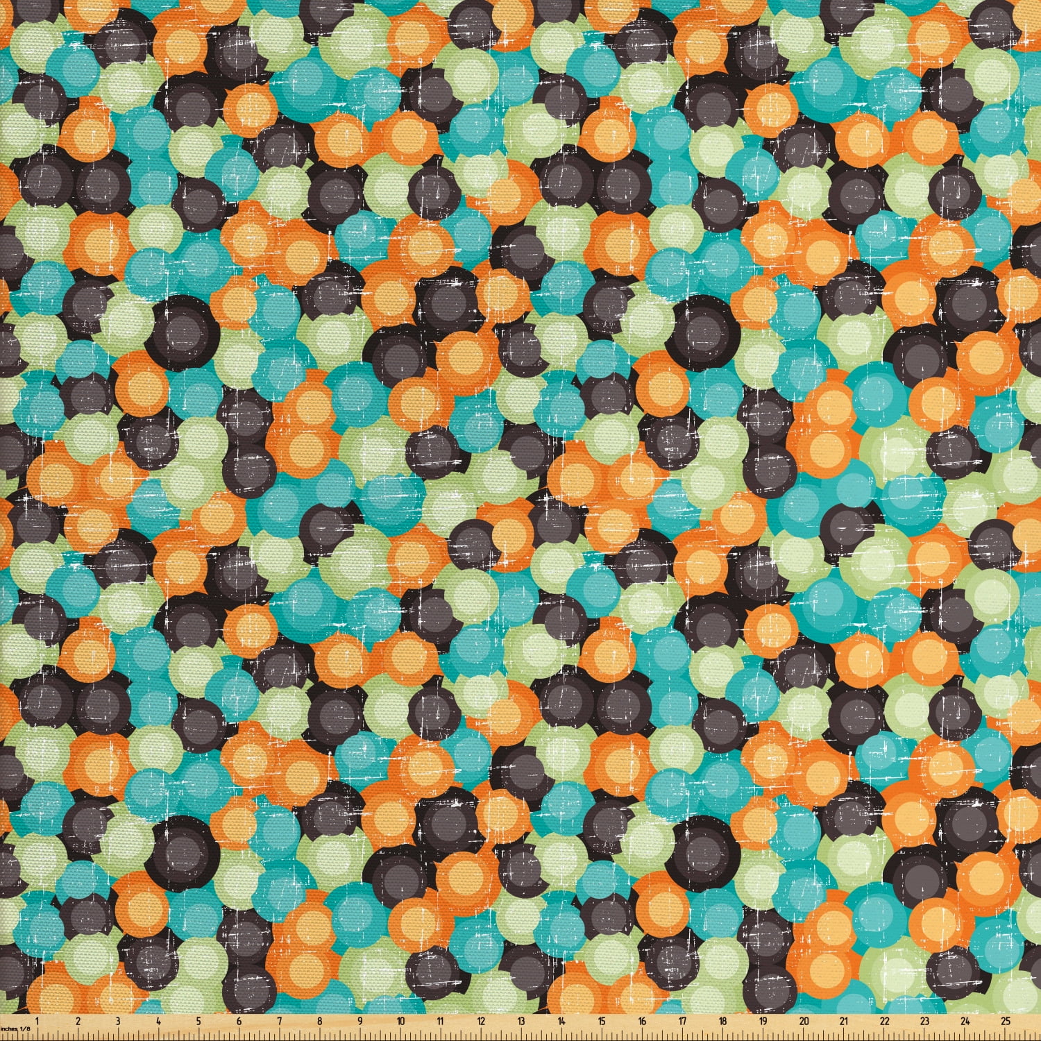 Geometric Sofa Upholstery Fabric by the Yard, Grunge Colorful Circles ...