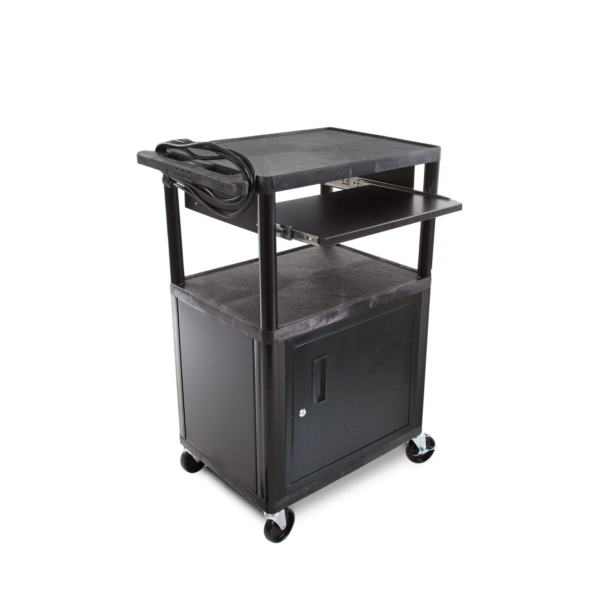 Line Leader Plastic AV Cart w/Locking Cabinet | Heavy Duty Mobile ...