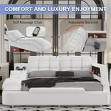 Multifunction Smart King Bed Frame, Upholstered Platform with Massage ...