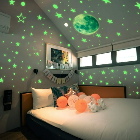 Glow in The Dark Stars for Ceiling, Wall Decals-Realistic Stars and ...
