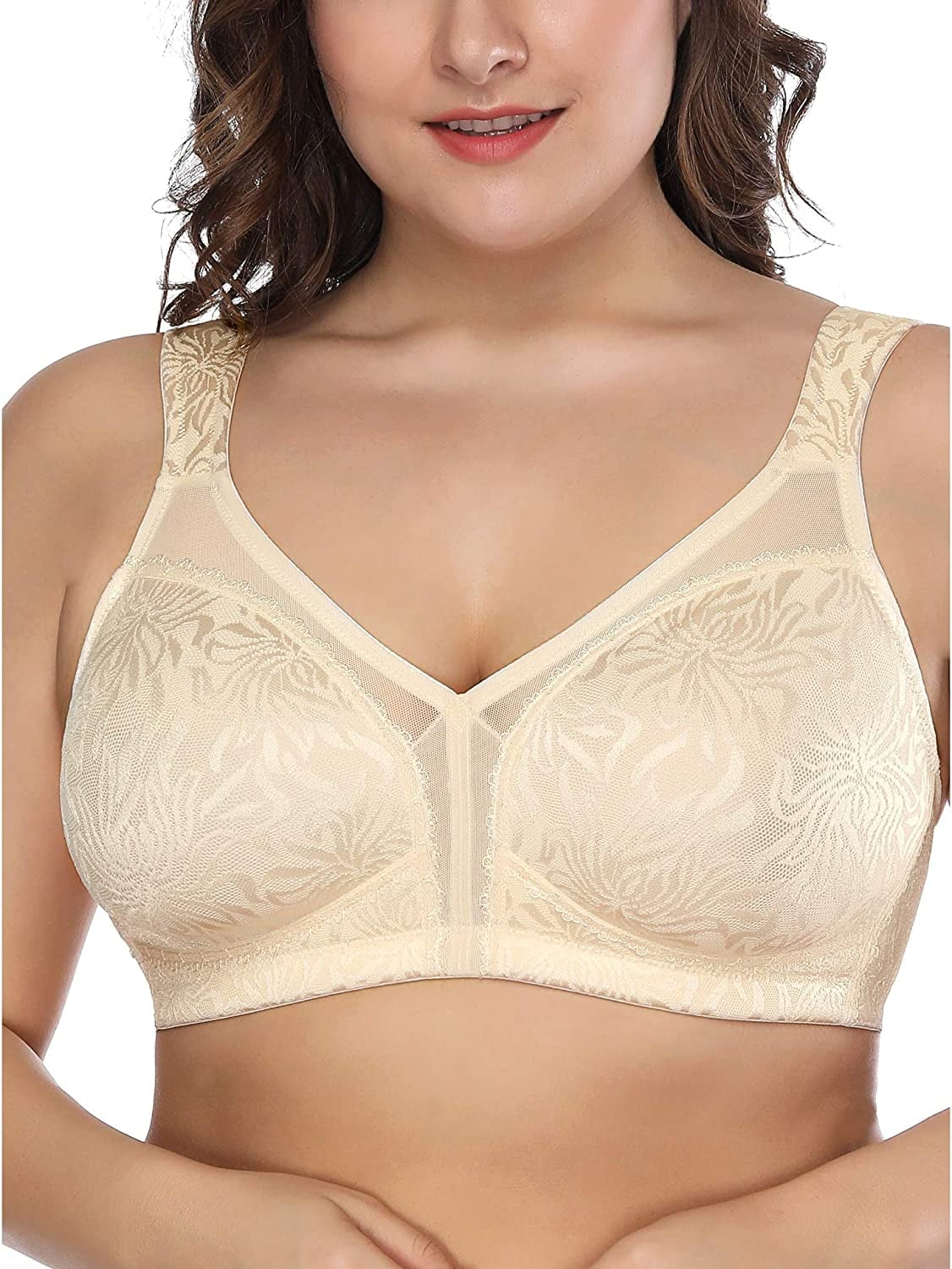 Deyllo Womens Full Coverage Plus Size Comfort Minimizer Bra Wirefree