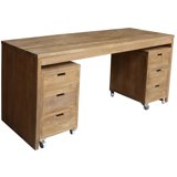 Recycled Teak Wood Bali Writing Desk with 2 Sets of Drawers for Home ...