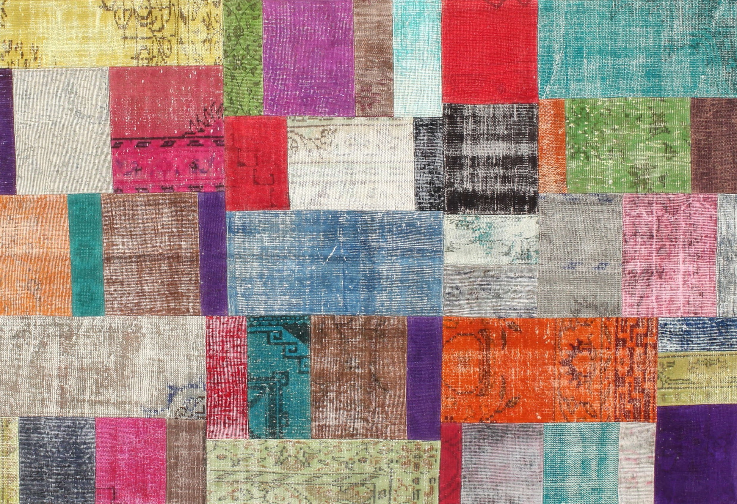 Ahgly Company Indoor Rectangle Contemporary Cherry Red Patchwork Area ...