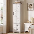 71" Tall Narrow Wooden Armoire Wardrobe with Single Reversible Door, 2 ...