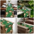 Cartoon Owls Green Palm Leaves Table Runner 13x72in Non-Slip Cotton ...