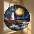 Ocean Lighthouse Window Suncatcher Stained Glass Style Decor, Coastal ...