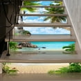 3D Stair Stickers Island Beach Coconut Tree Steps Riser Cover rations ...