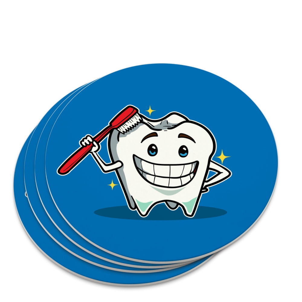 Happy Tooth Toothbrush Dentist Novelty Coaster Set - Walmart.com