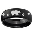 Bear and Paw Dome Brush Black Polish Edge Tungsten Men Ring 10MM ...