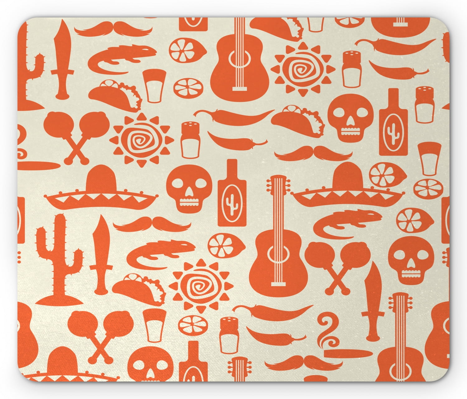 Mexican Mouse Pad, South American Culture Sombrero Mariachi Hats Skulls ...