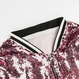 LOLANTA Girls Sequin Jacket, Long Sleeve Kids Bomber Coats with Pockets ...