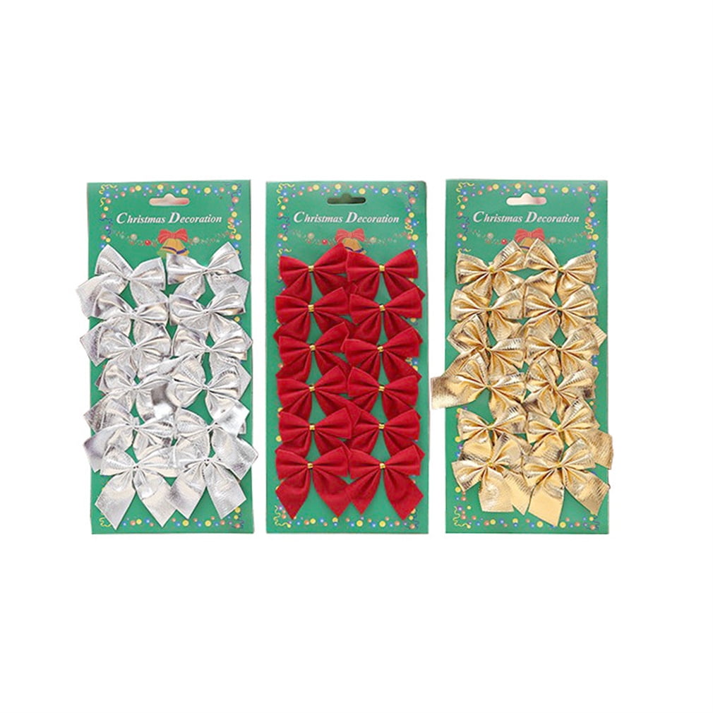 Happon Christmas Mini Bow Tie, Set of 36 Xmas Gold Silver Red Wreath ...