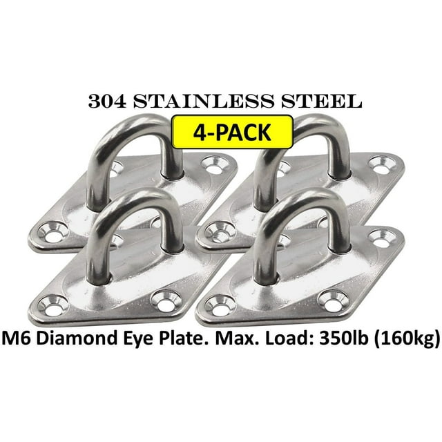 Heavy Duty M6 Ceiling Hook Diamond Pad Eye Plates, 304 Stainless Steel ...