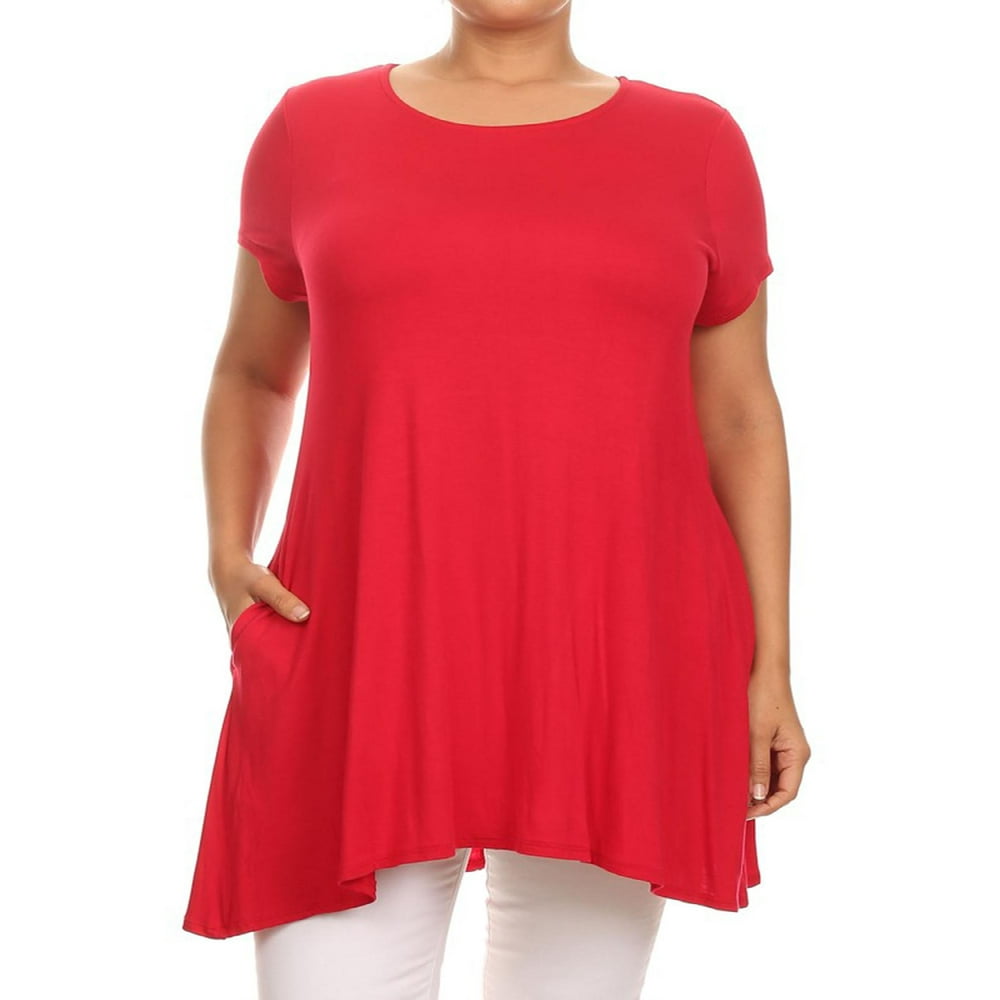 Moa Collection Moa Collection Womens Plus Size Solid Casual Loose