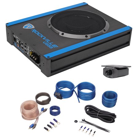 Rockville USS8 8" 600w Slim Under-Seat Powered Car/Truck Subwoofer Sub ...
