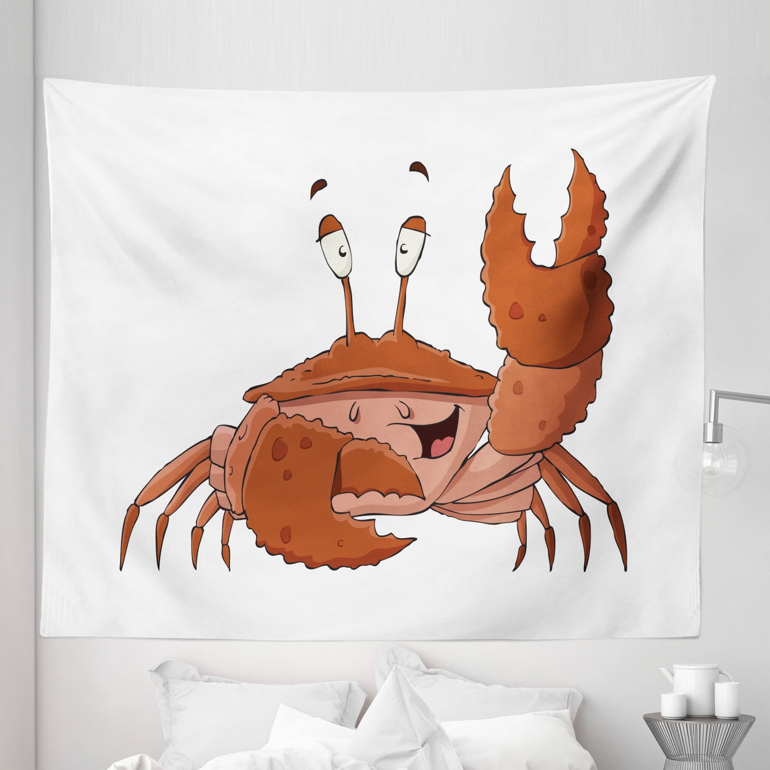 Crabs Tapestry, Friendly Chela Arthropod Waving His Nipper Greeting ...