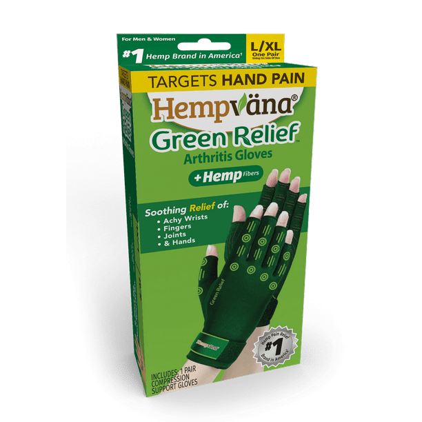 Hempvana Green Relief Gloves, as Seen on TV, Green, Compression Gloves ...